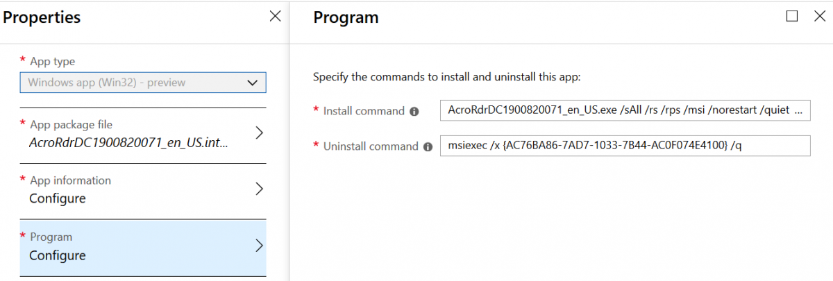 Install Adobe Reader DC using Win32 deployment and Microsoft Intune