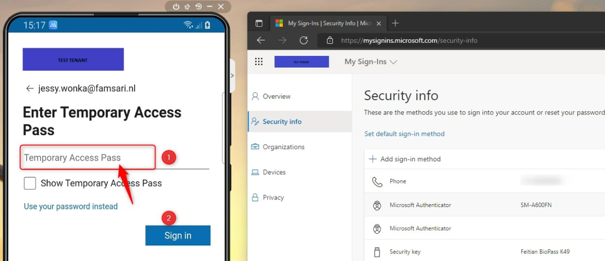 Working passwordless on Mobile devices